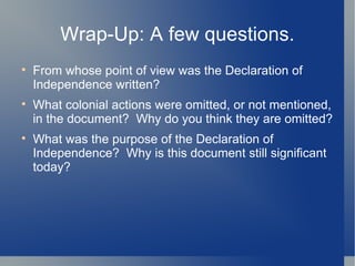 Analyzing The Declaration Of Independence | PPT