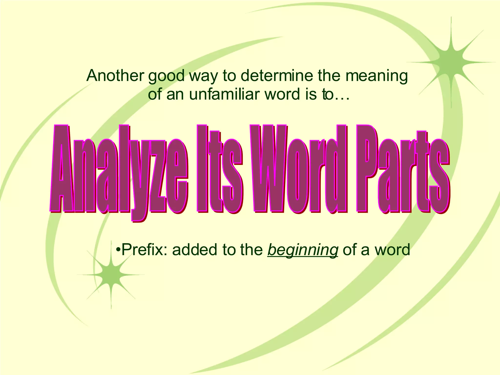 Analyzing Word Parts | PPT