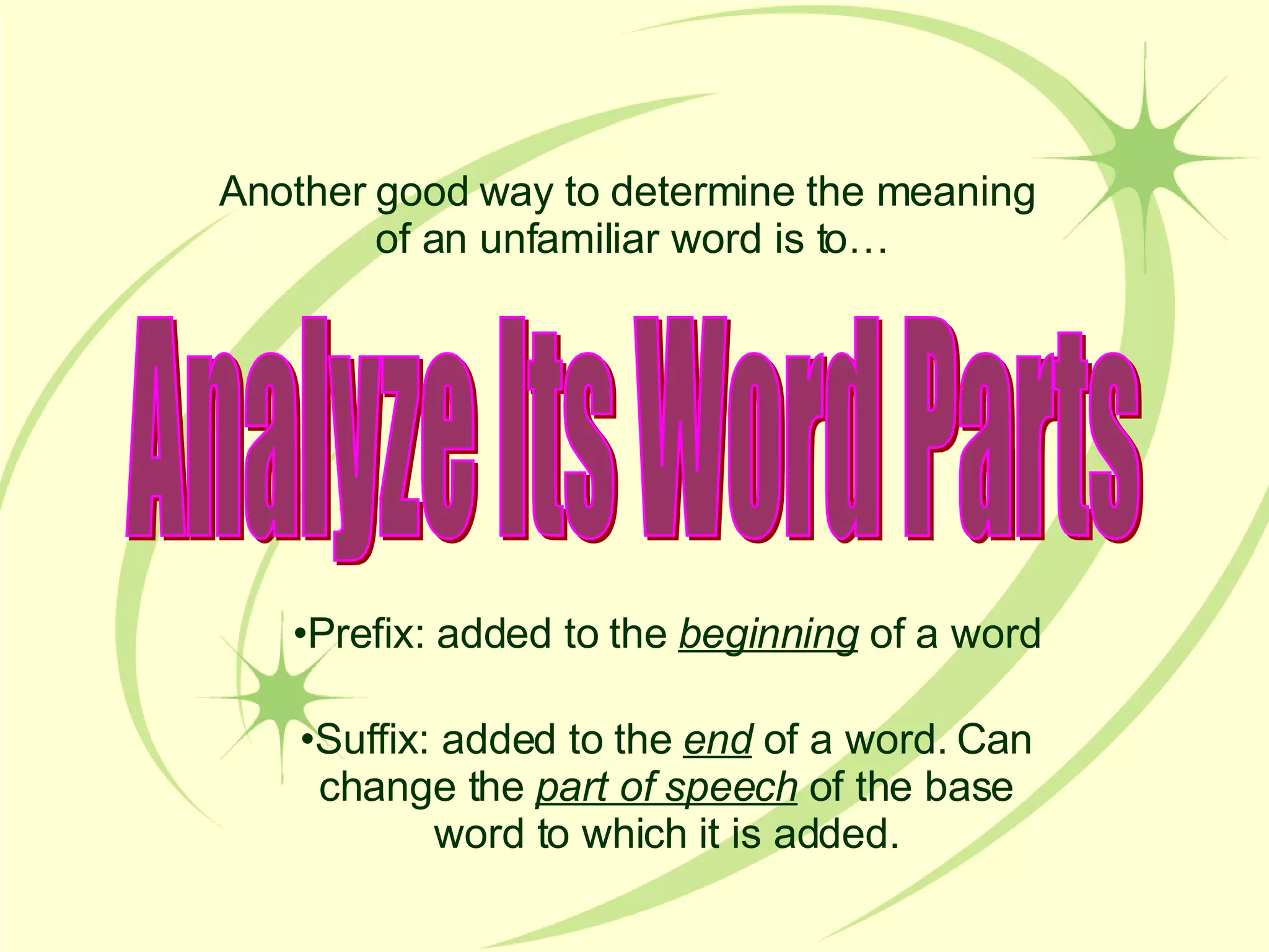 Analyzing Word Parts | PPT
