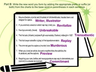 Analyzing Word Parts | PPT