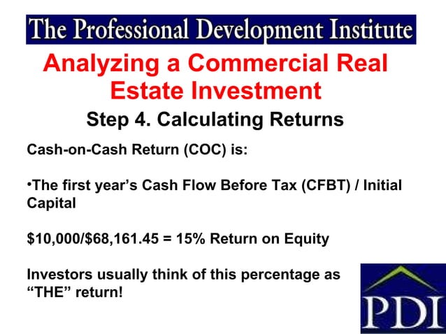 Analyzing a commercial real estate investment