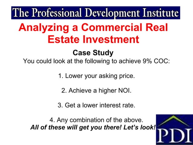 Analyzing a commercial real estate investment