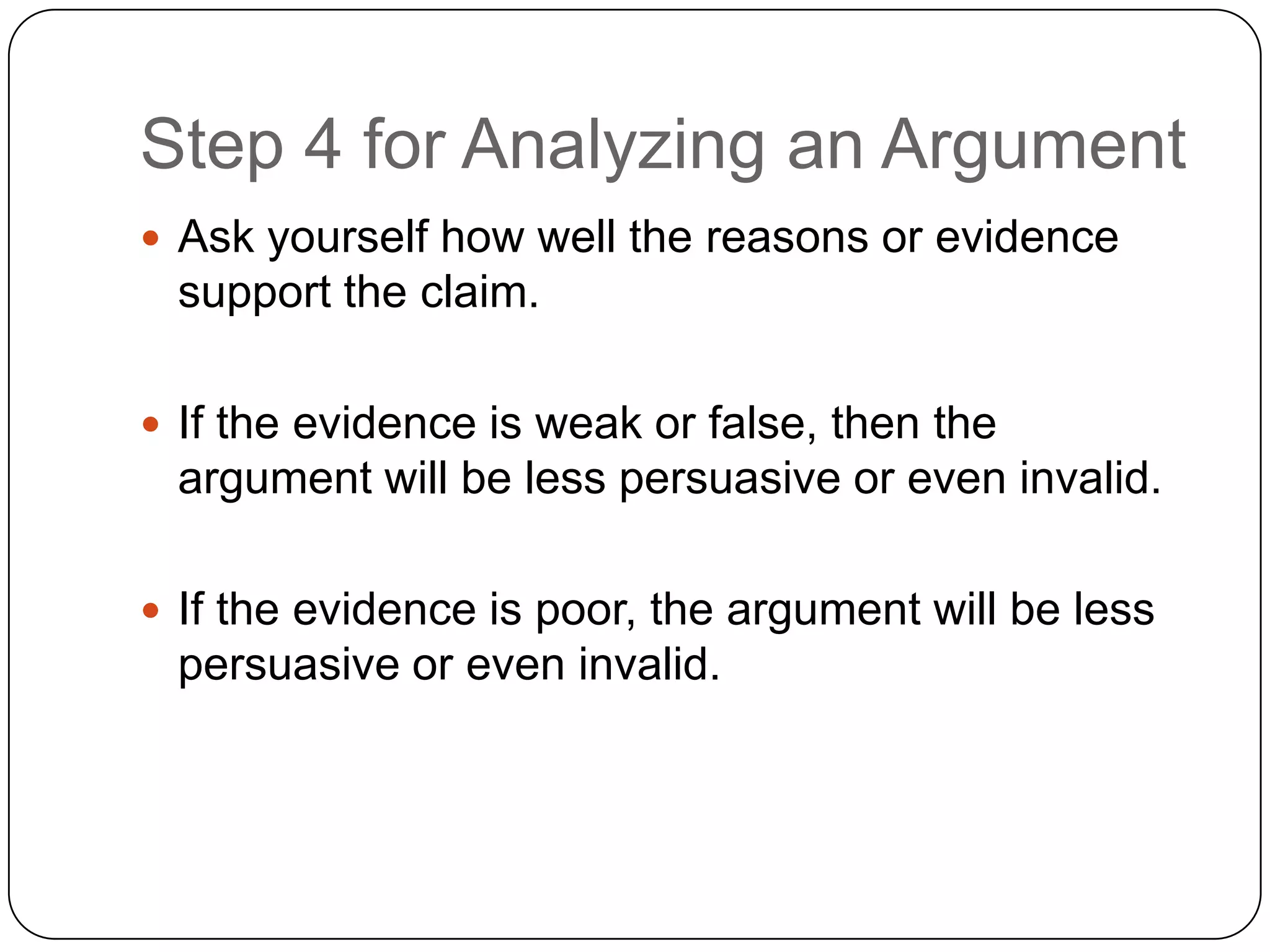 Analyzing and evaluating arguments | PPTX