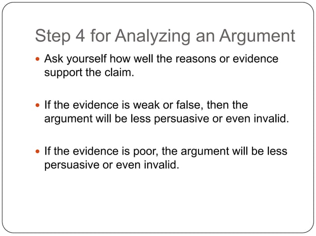 Analyzing and evaluating arguments | PPTX