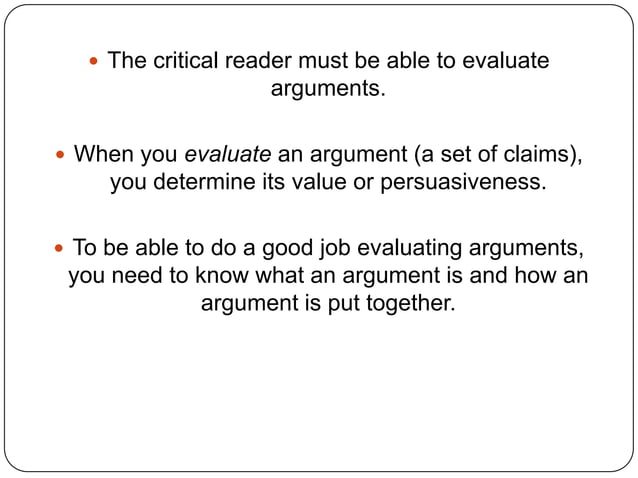 Analyzing and evaluating arguments | PPTX