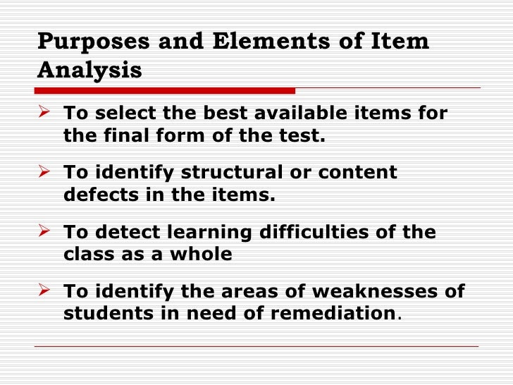 Analyzing and using test item data