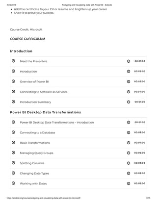 Analyzing and visualizing data with power bi edukite | PDF