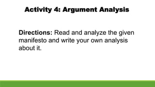 Analyzing Arguments PowerPoint presentation | PPTX