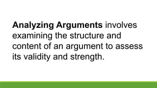 Analyzing Arguments PowerPoint presentation | PPTX