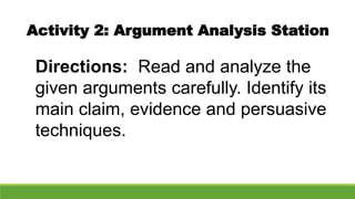 Analyzing Arguments PowerPoint presentation | PPTX
