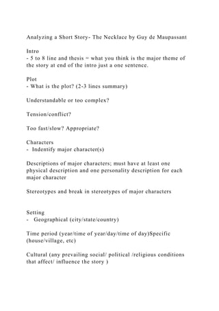 Analyzing a Short Story- The Necklace by Guy de MaupassantIntro.docx