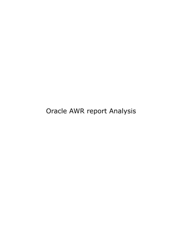 Analyzing Awr Report Pdf