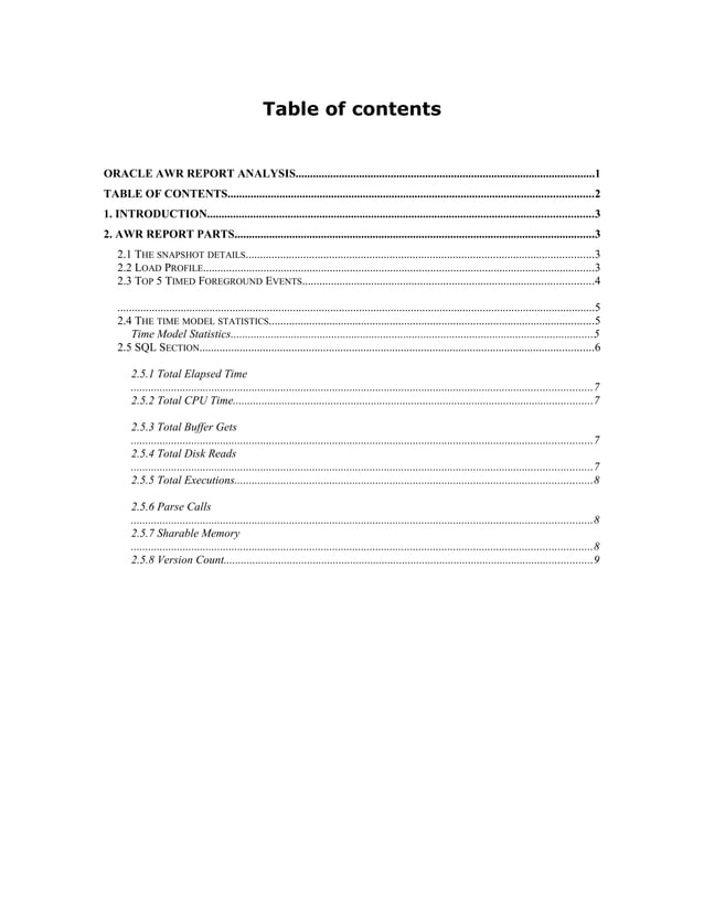 Analyzing awr report | DOC