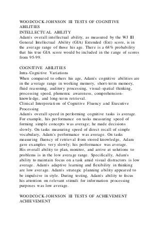 Analyzing Cognitive and Educational Evaluation ReportName G | PDF