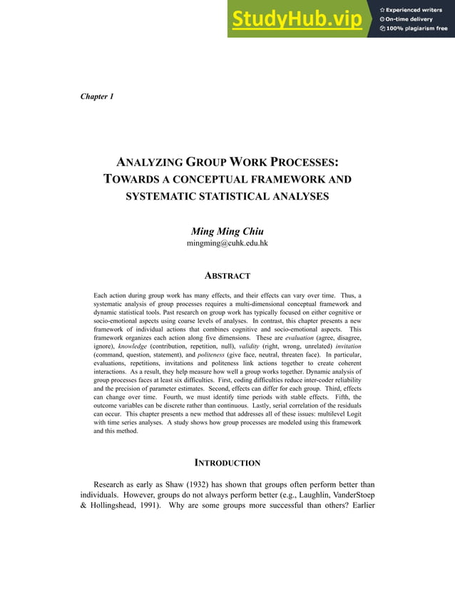 Analyzing Group Work Processes Towards A Conceptual Framework And ...