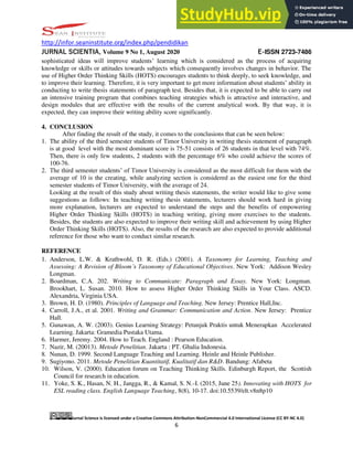 Analyzing Hots Of The Third Semester English Students At Timor ...