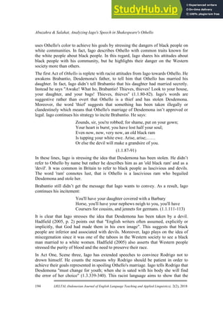 Analyzing Iago S Speech In Shakespeare S Othello | PDF