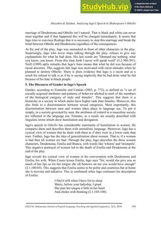 Analyzing Iago S Speech In Shakespeare S Othello | PDF