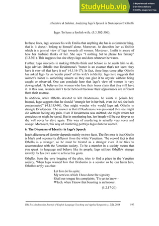 Analyzing Iago S Speech In Shakespeare S Othello | PDF