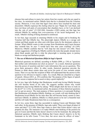 Analyzing Iago S Speech In Shakespeare S Othello | PDF