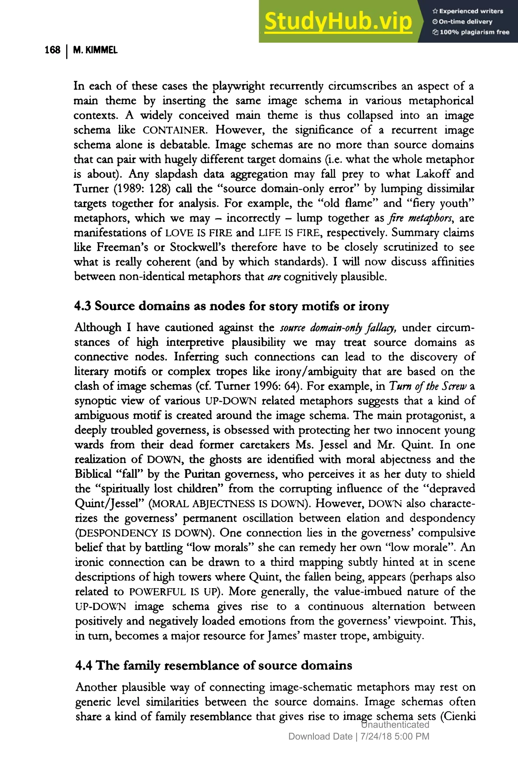 Analyzing Image Schemas In Literature | PDF