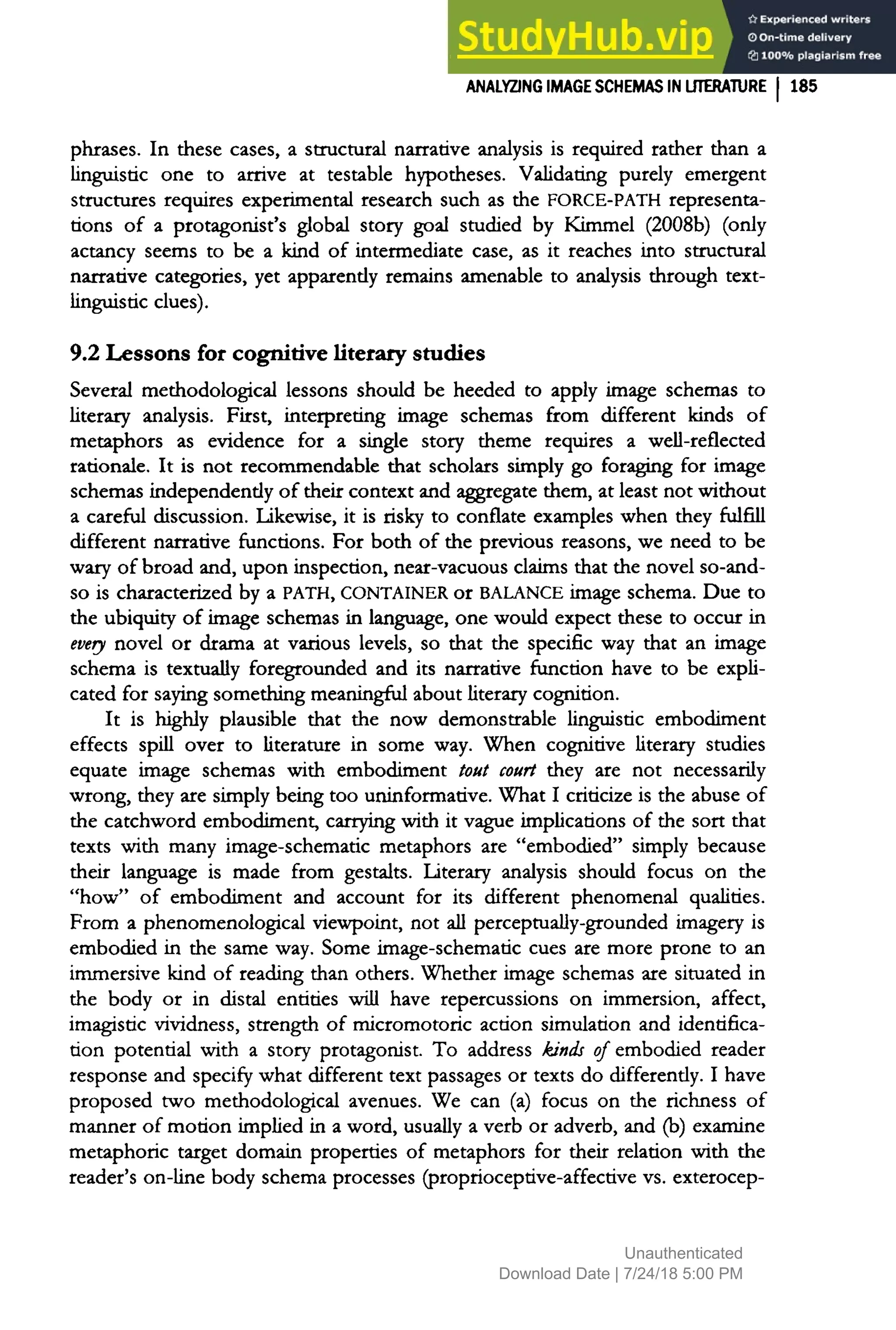 Analyzing Image Schemas In Literature | PDF