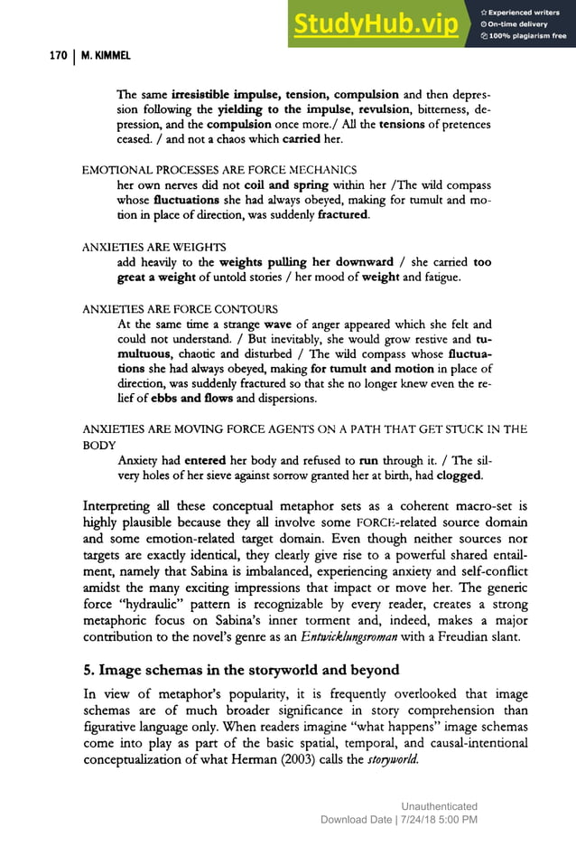 Analyzing Image Schemas In Literature | PDF