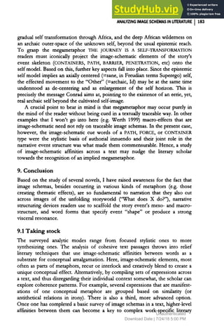 Analyzing Image Schemas In Literature | PDF