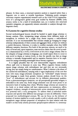 Analyzing Image Schemas In Literature | PDF