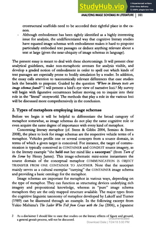 Analyzing Image Schemas In Literature | PDF