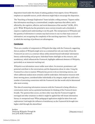 Analyzing Information Sources Through The Lens Of The ACRL Framework A ...