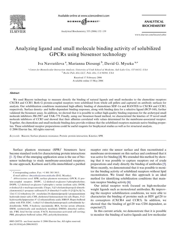 Analyzing ligand and small molecule binding activity of solubilized m… Analyzing ligand and small molecule binding activity of solubilized m…