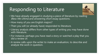 Analyzing literature | PPTX