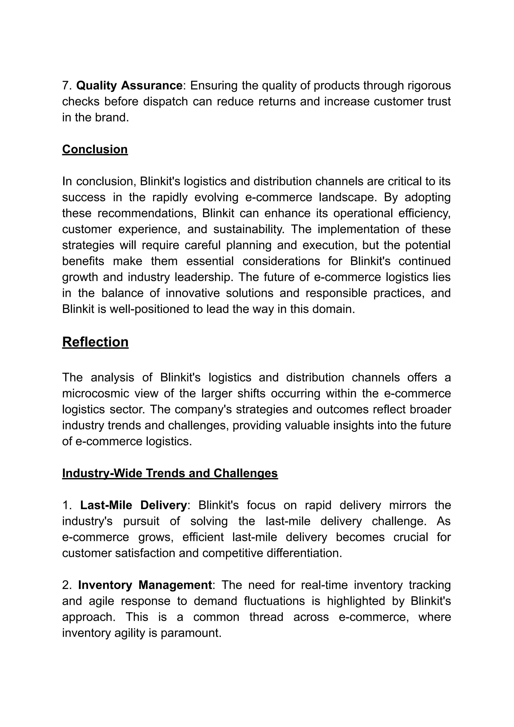 Blikit project, Analyzing Logistics and Distribution Channel of Blinkit” - Google Docs.pdf