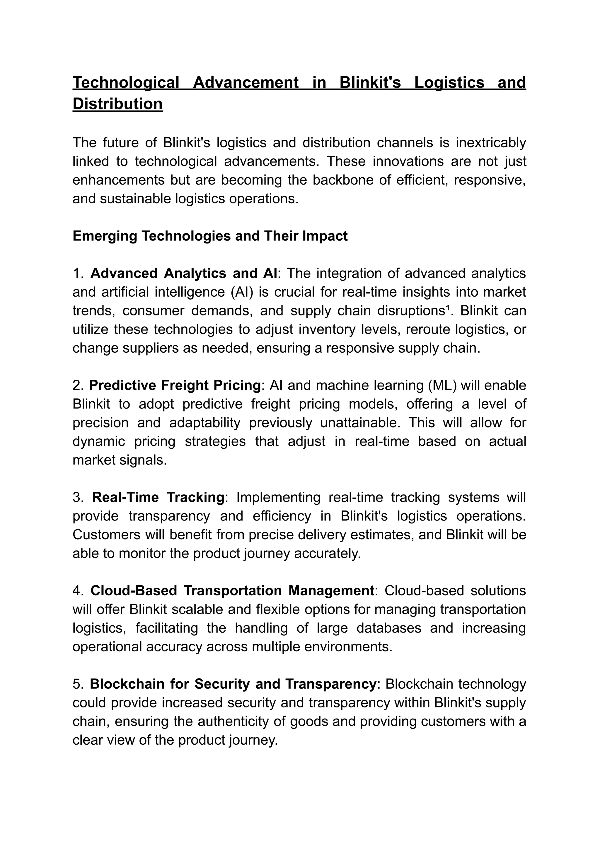 Blikit project, Analyzing Logistics and Distribution Channel of Blinkit” - Google Docs.pdf