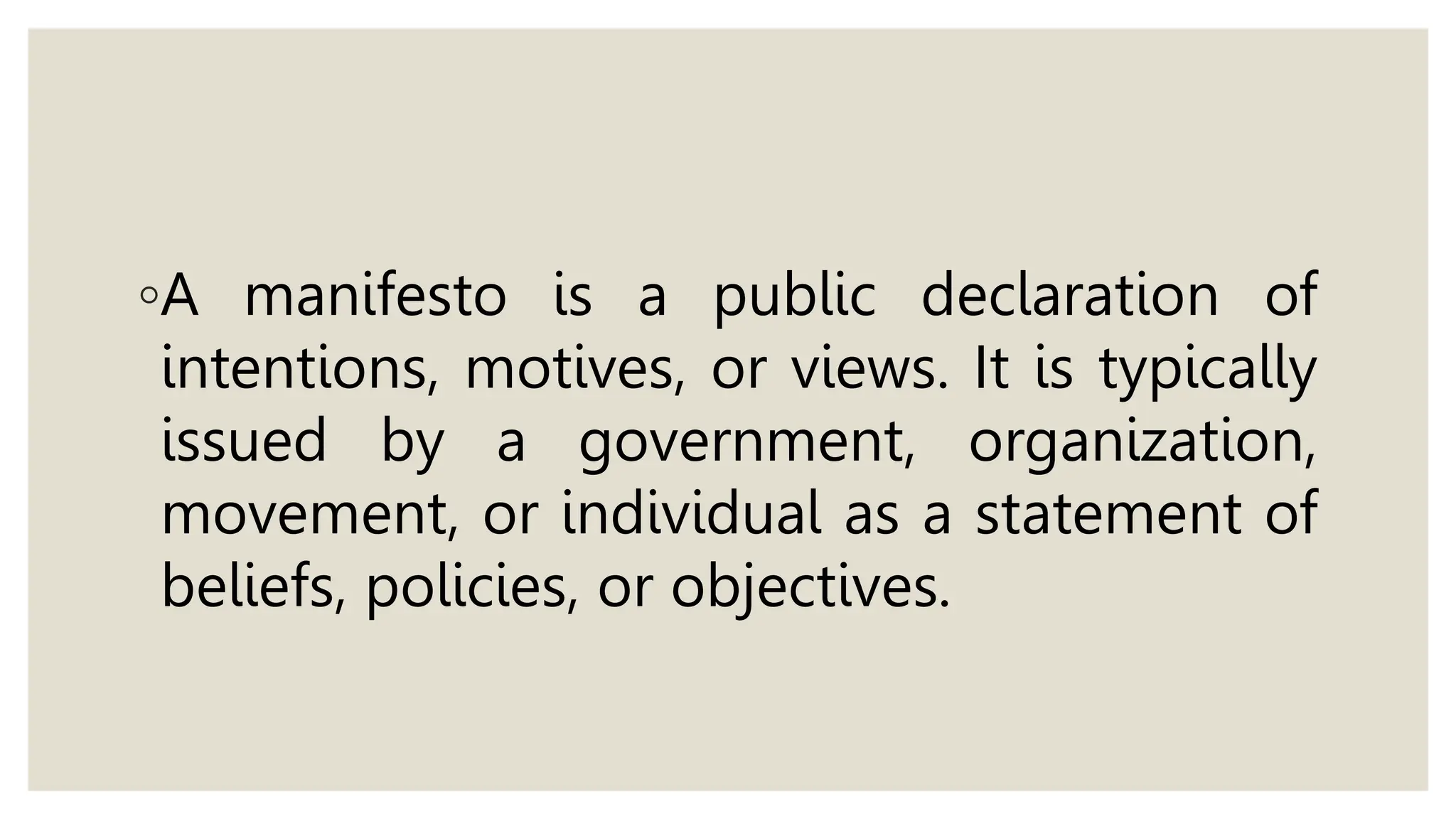 Analysing Manifesto for Grade 12-SHS-EAPP | PPTX