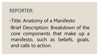 Analysing Manifesto for Grade 12-SHS-EAPP | PPTX