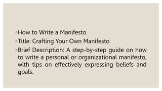 Analysing Manifesto for Grade 12-SHS-EAPP | PPTX