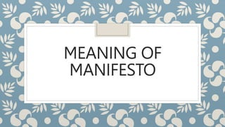 Analysing Manifesto for Grade 12-SHS-EAPP | PPTX