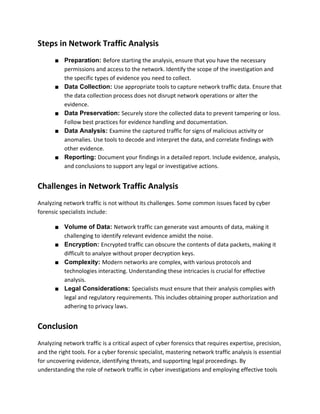 Analyzing Network Traffic for Evidence: A Cyber Forensic Specialist’s Guide | PDF