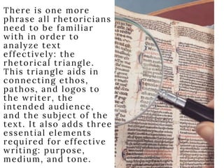 Analyzing nonfiction and rhetoric 2 (ethos, pathos, logos & the ...