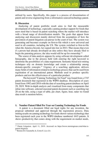 Analyzing Patent Information on Canning Technology for Food to Enhance ...
