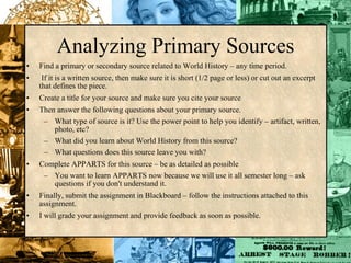 Analyzing Primary Sources Honors | PPT | Hobbies & Interests