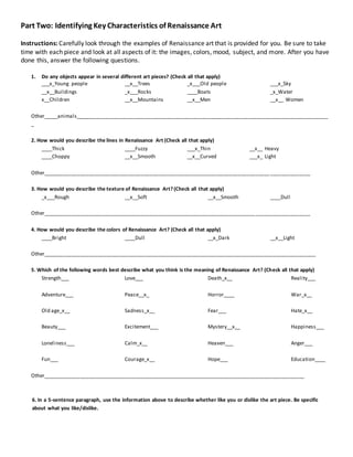 Analyzing renaissance art worksheet alan zurita | DOCX | Design | Fine Art