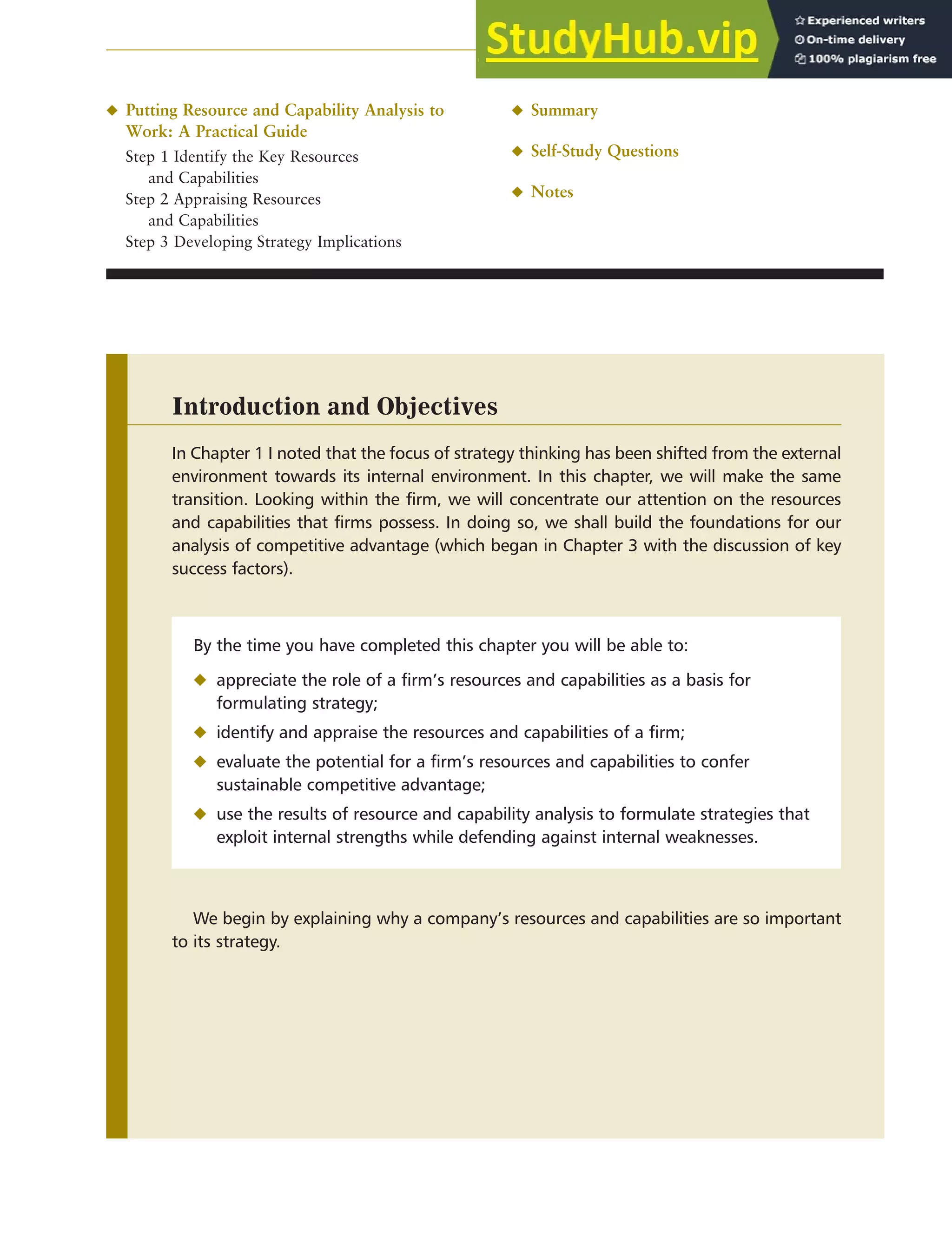 Analyzing Resources And Capabilities | PDF