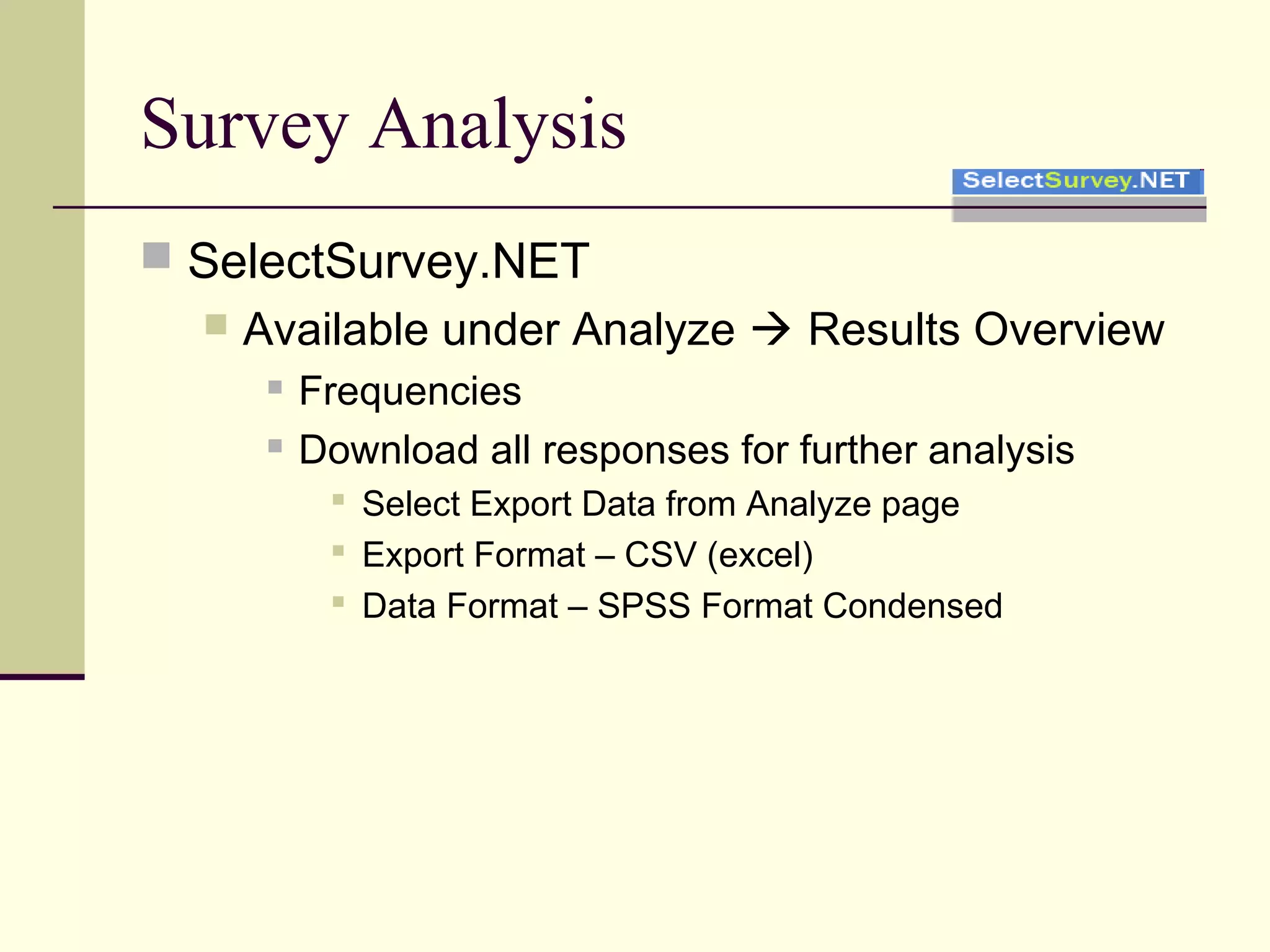 Analyzing survey data | PPT