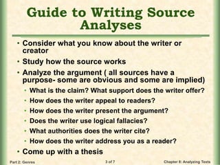 Analyzing texts and sources | PPTX