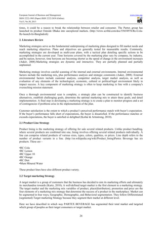 Analyzing the marketing strategy of soft drinks in bangladesh | PDF