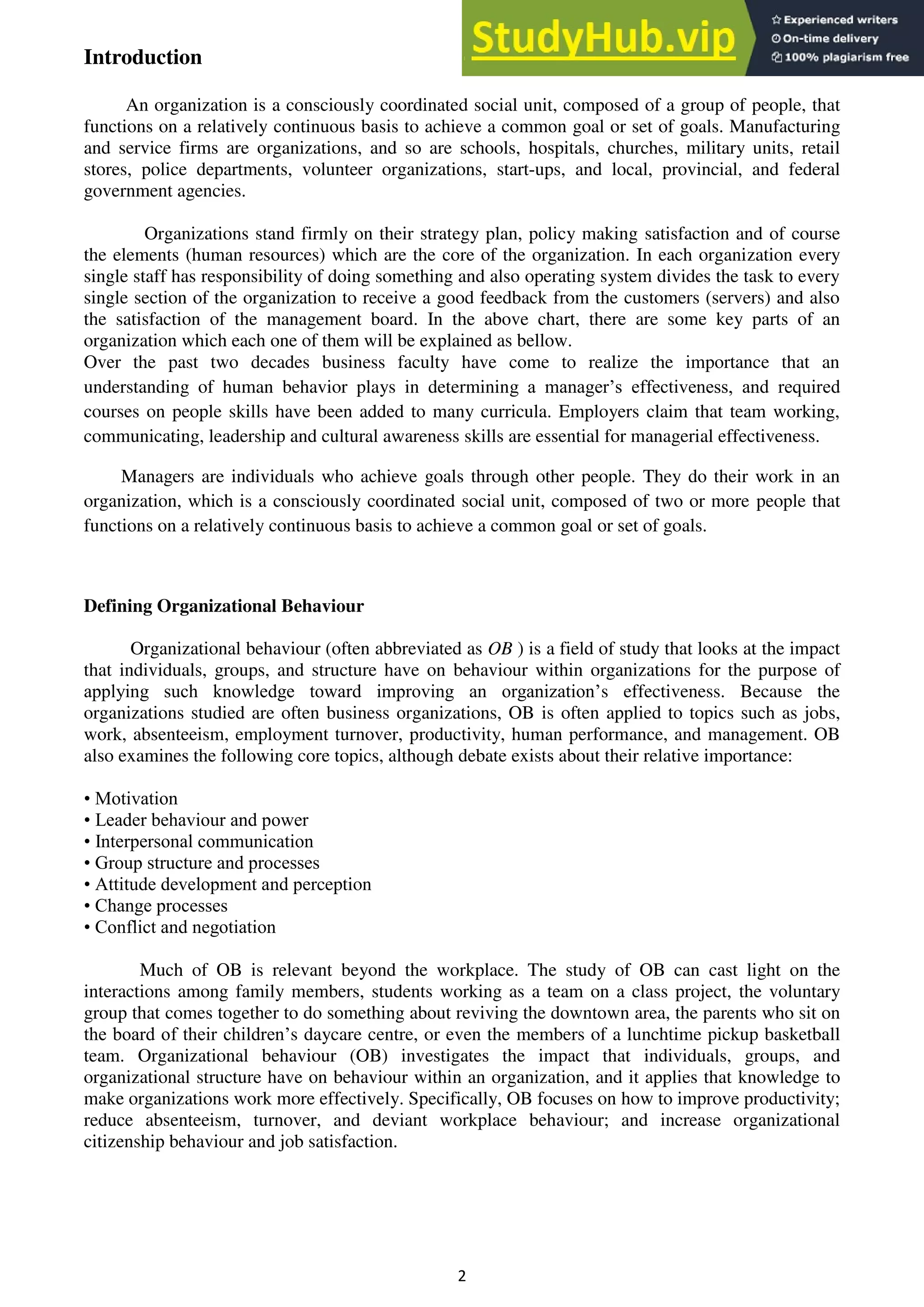 Analyzing The Organizational Behavior Chart Elements | PDF