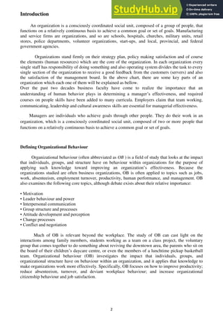 Analyzing The Organizational Behavior Chart Elements | PDF